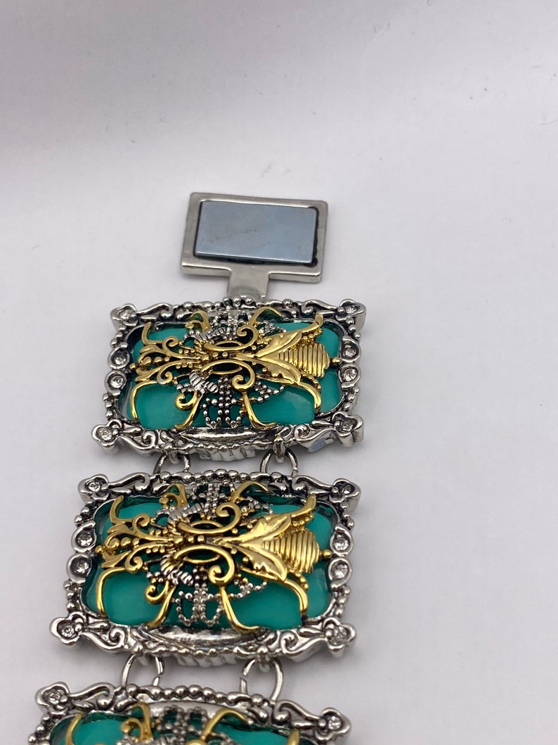 Vintage Austro Green Glass Jade Bracelet Silver Gold Stainless - Etsy