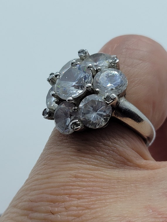 Vintage White Crystal Ring in 925 Sterling Silver - Gem