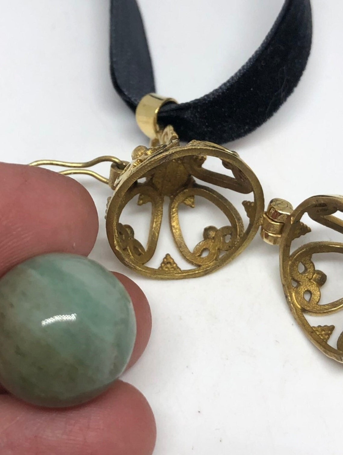 Vintage Golden Bronze Healing Stone Cage Locket - Etsy