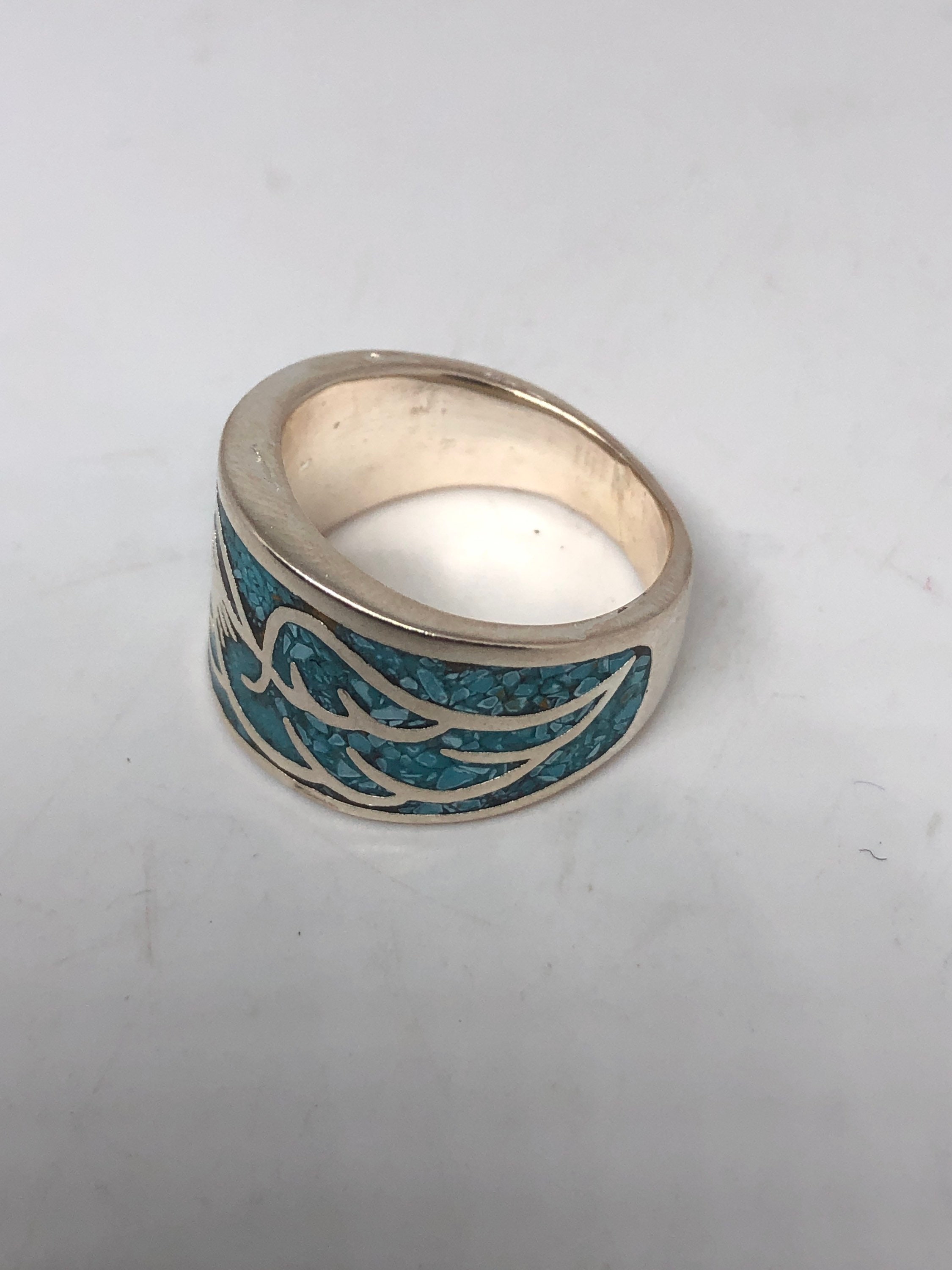 Vintage Native American Style Southwestern Turquoise Stone Inlay Mens ...