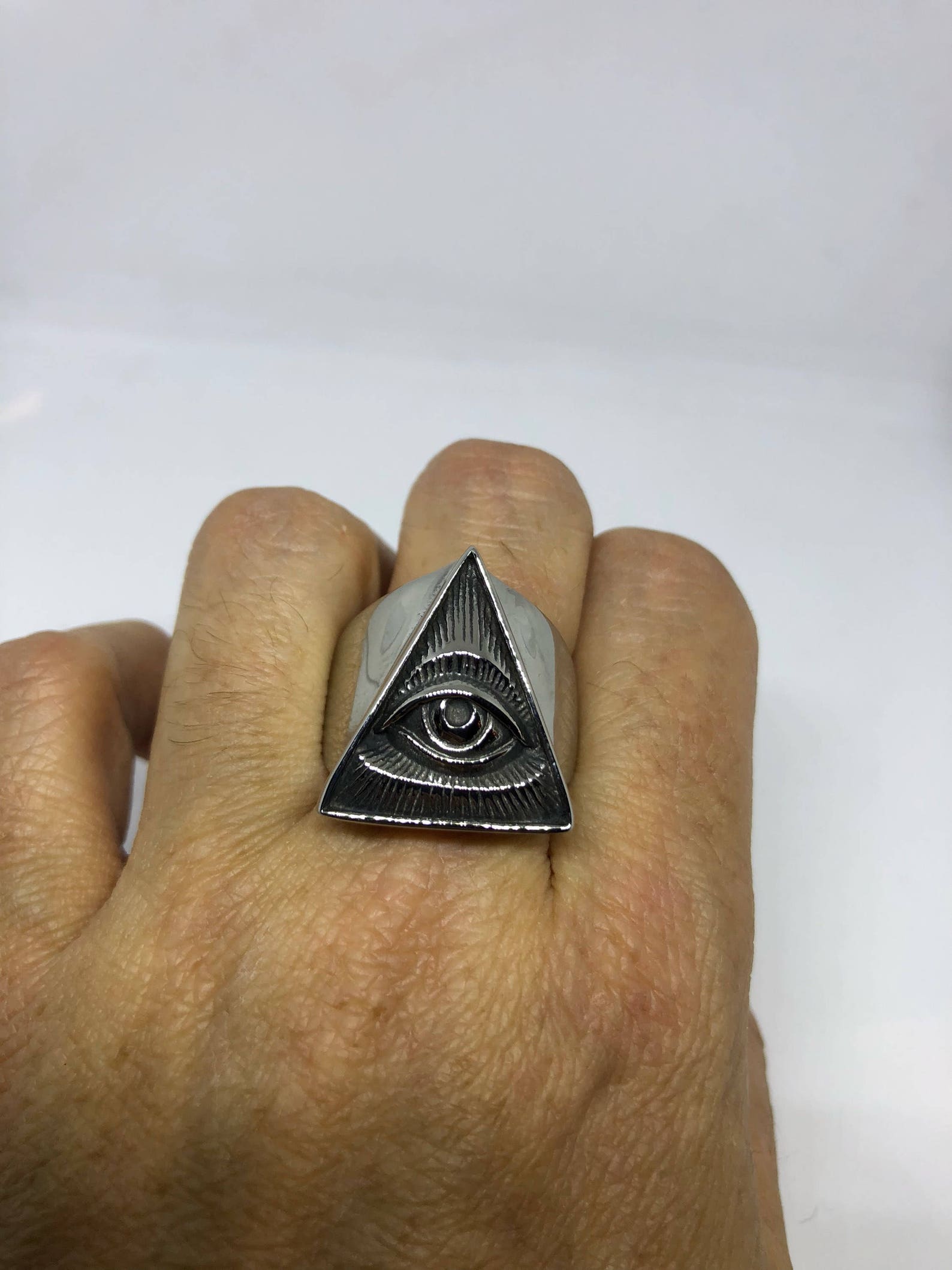 Vintage Gothic Stainless Steel Illuminati Eye Pyramid Mens Ring - Etsy