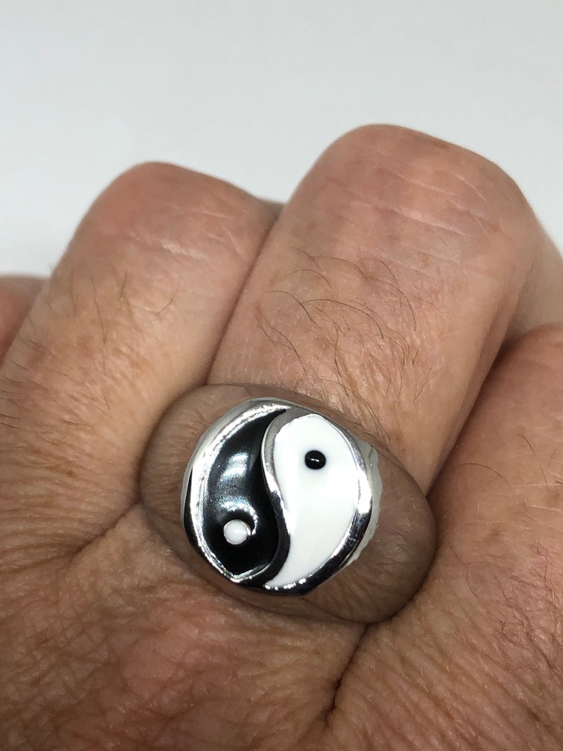 Vintage Gothic Yin Yang Mens Ring | Etsy