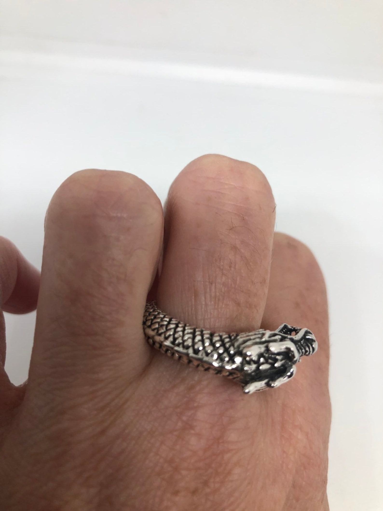 Vintage Gothic Dragon Sterling Silver Mens Ring - Etsy