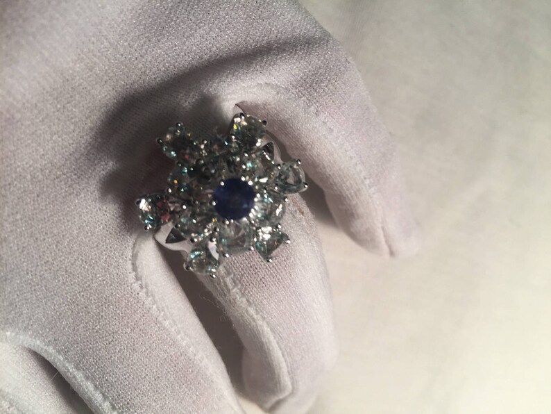 Vintage Handmade Blue Iolite and Aquamarine Setting 925 Sterling Silver ...