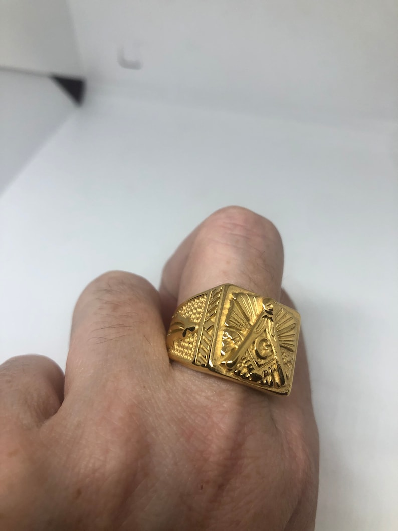 Vintage Golden Free Mason G Mens Ring Stainless Steel - Etsy