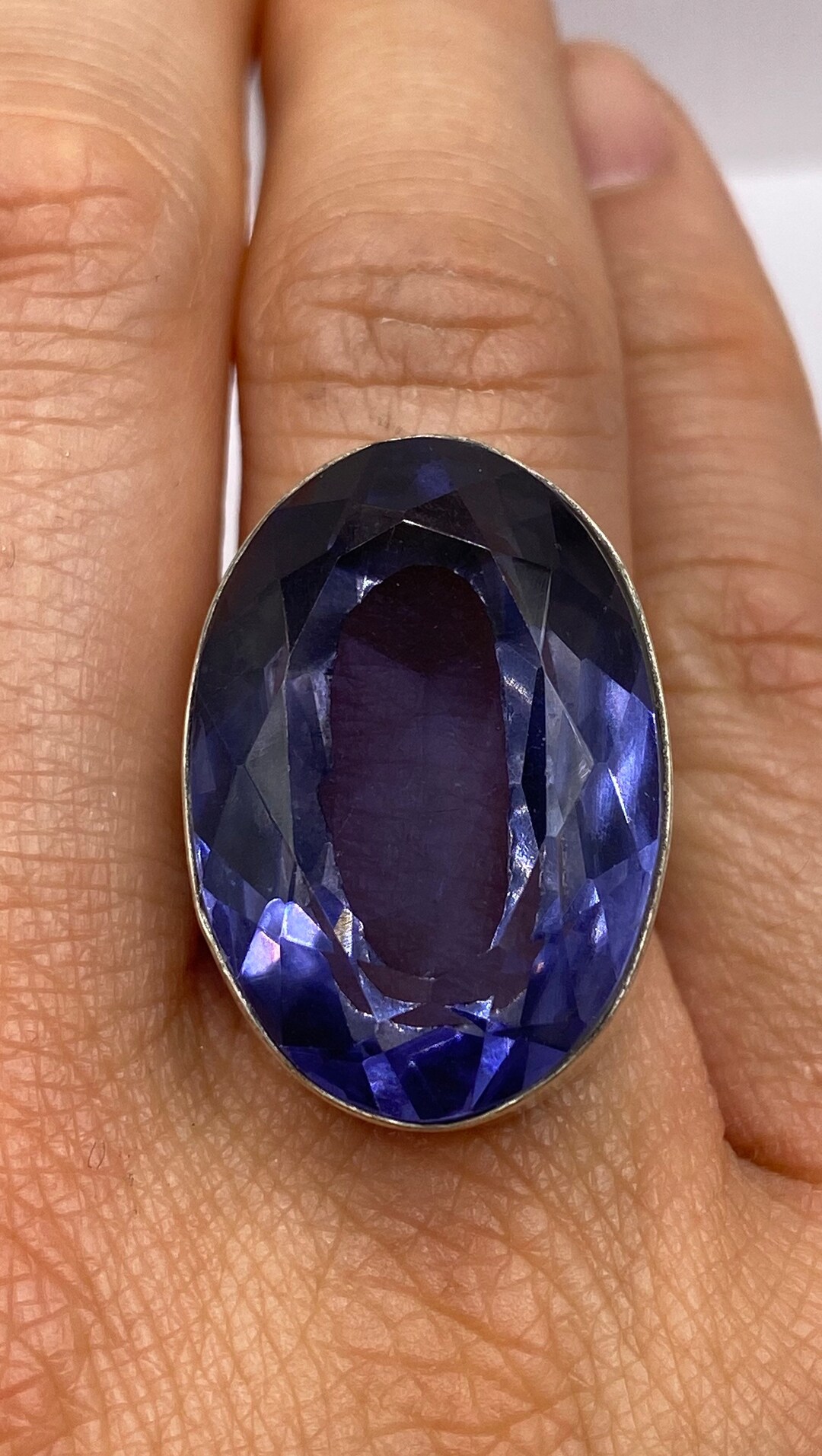 Vintage Deep Blue Volcanic Art Glass Ring - Etsy