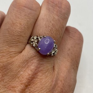 Vintage Purple Jade Ring 925 Sterling Silver - Etsy
