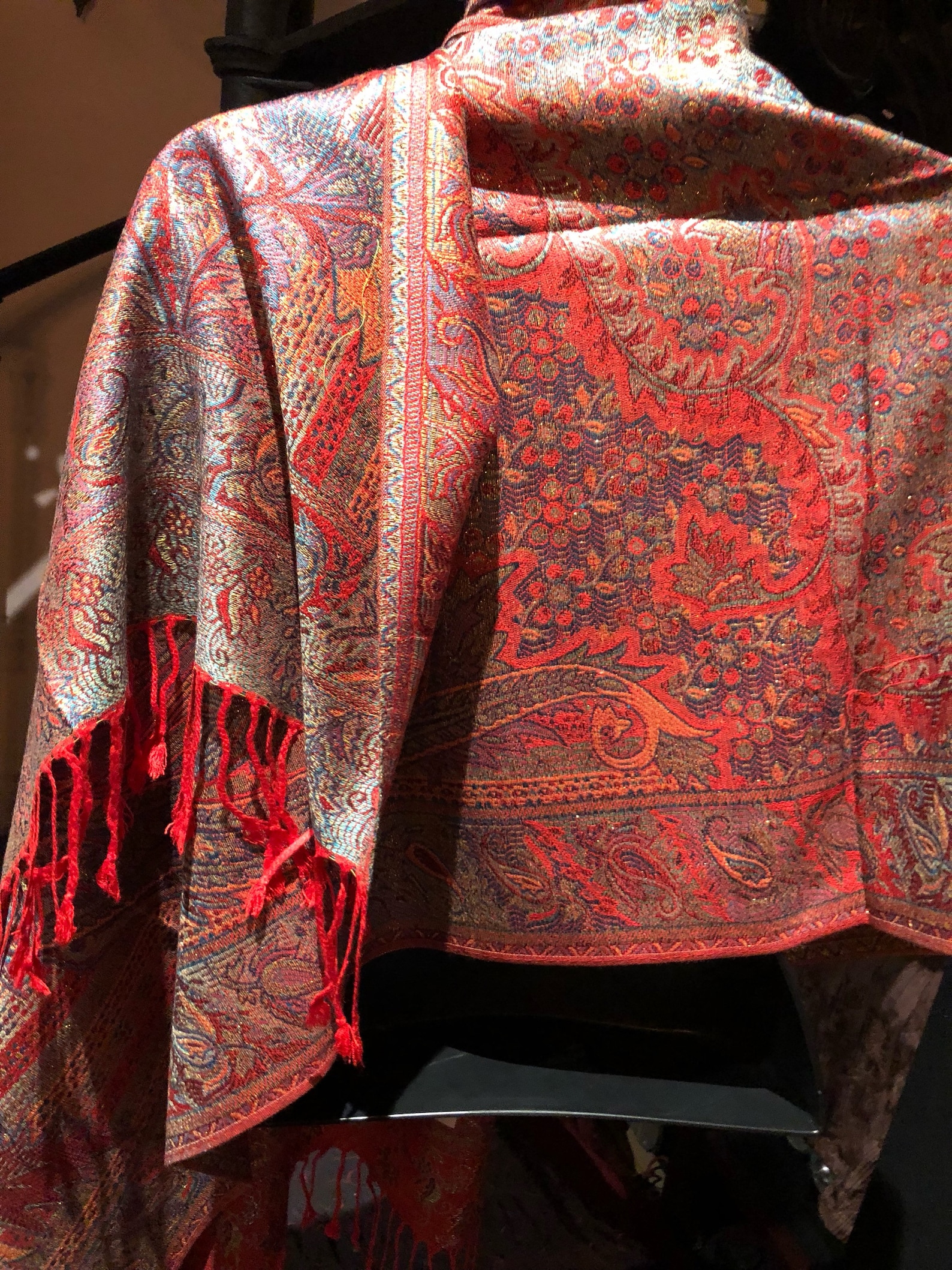 Vintage Red Metallic Golden Paisley Brocade Pashmina Scarf Wrap - Etsy