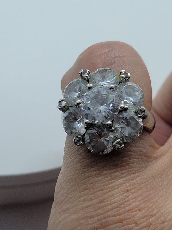 Vintage White Crystal Ring in 925 Sterling Silver - Gem