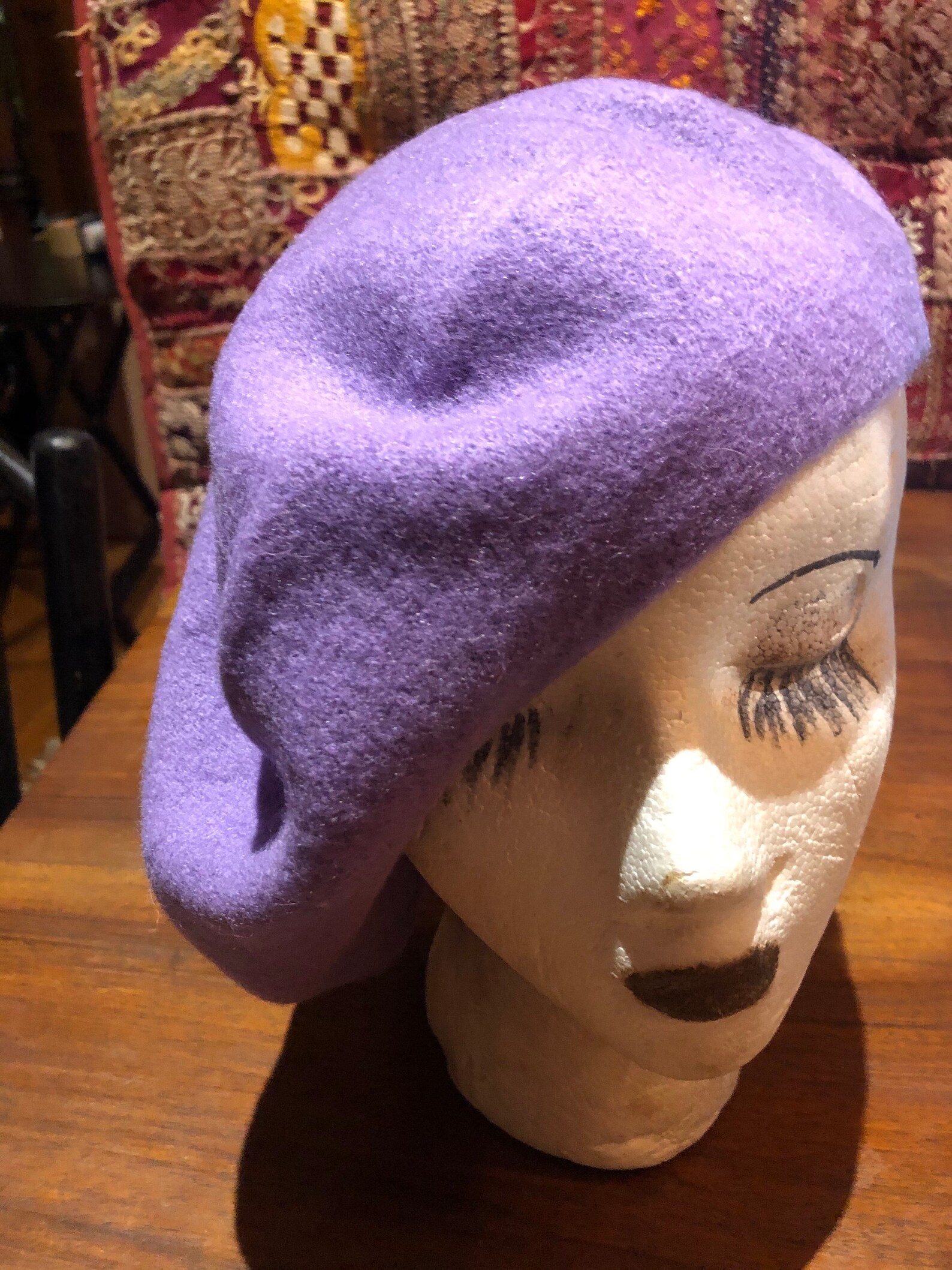 Vintage Purple Wool Felt 11 in Beret Hat - Etsy