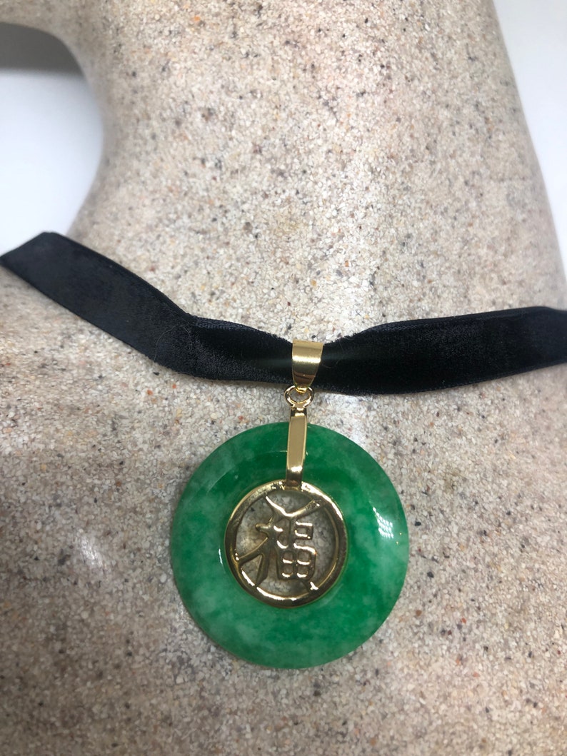 Vintage Green Jade Choker Golden Finish necklace pendant | Etsy