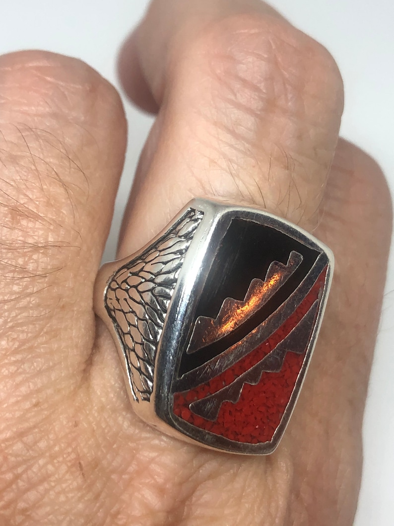 Vintage Native American Style Southwestern Red Stone Inlay - Etsy