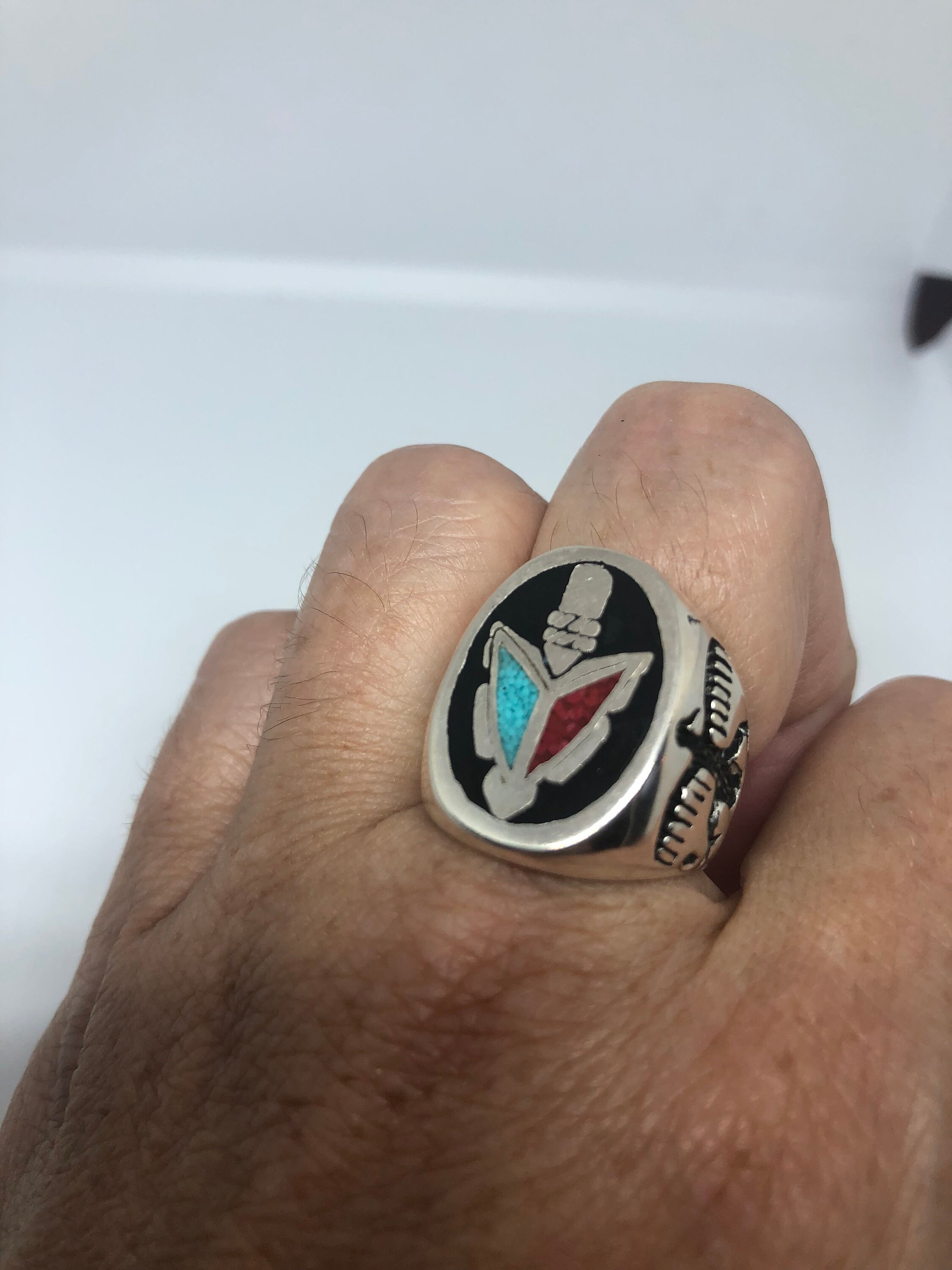Vintage Native American Style Southwestern Stone Red Coral Turquoise ...
