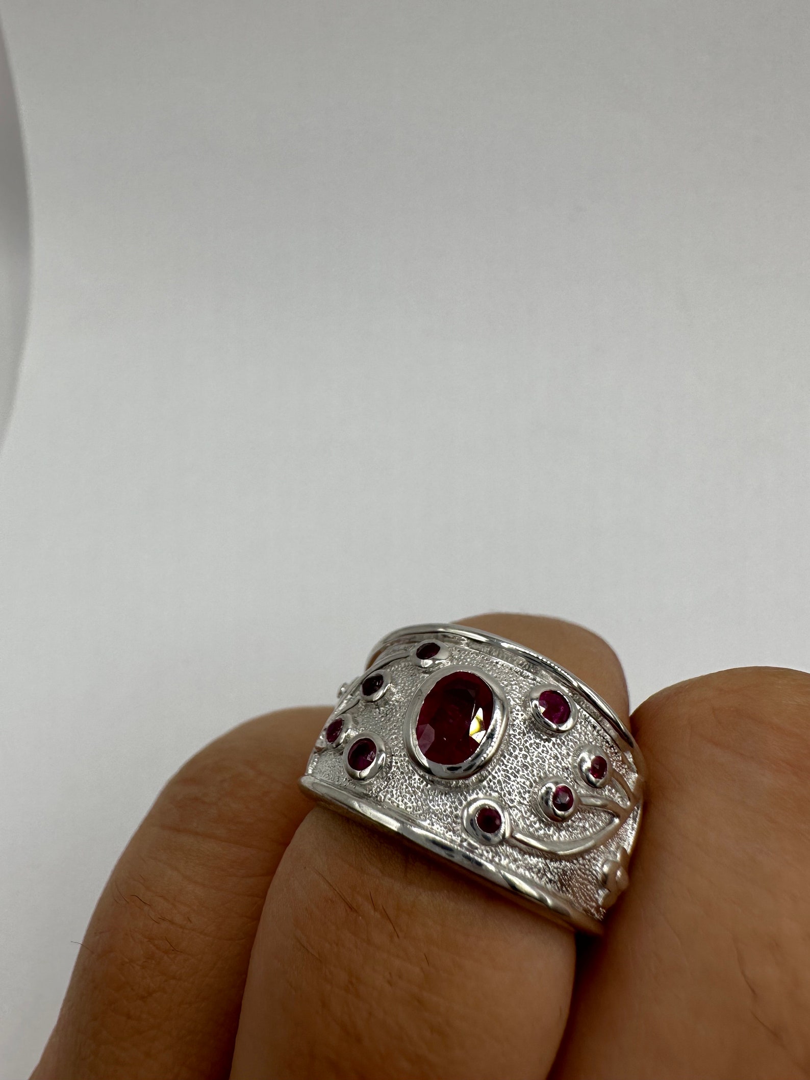 Vintage Pink Ruby 925 Sterling Silver Wedding Band Ring - Etsy