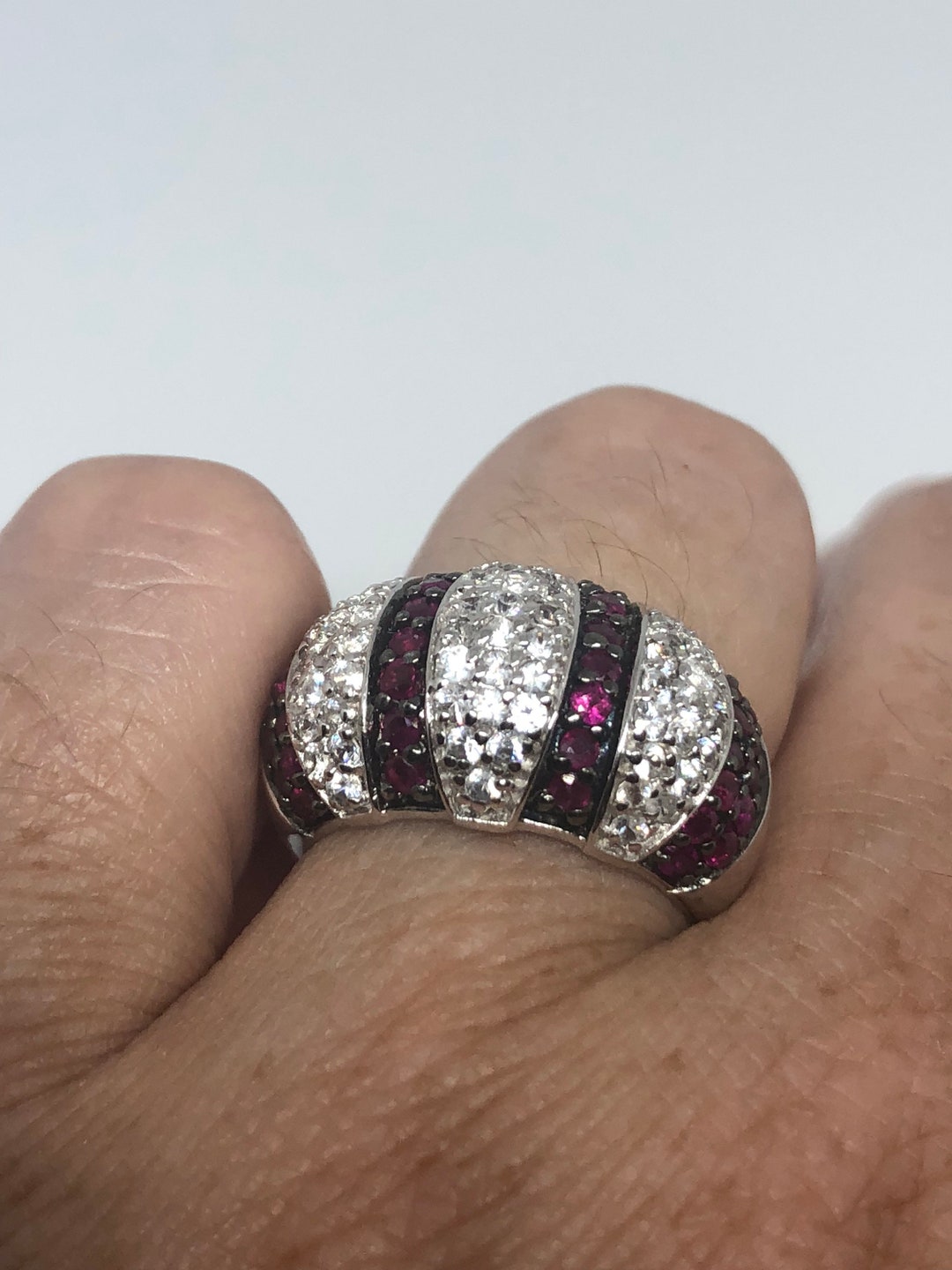 Vintage Handmade Pink Ruby Setting Sterling Silver Gothic Ring - Etsy