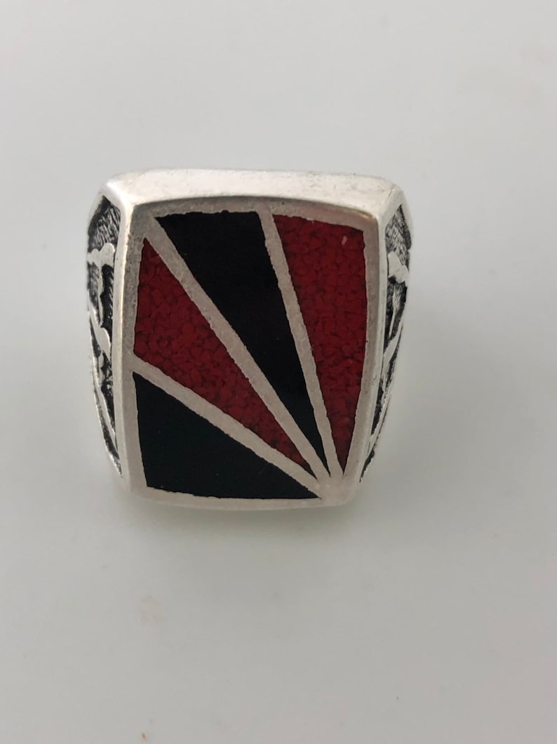 Vintage Native American Style Southwestern Red Stone Inlay | Etsy