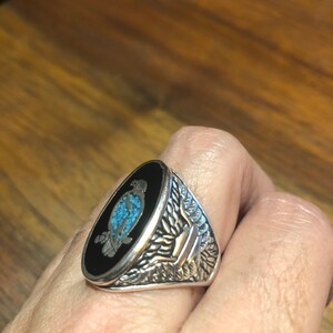 Vintage Native American Style Southwestern Turquoise Stone Inlay Mens ...