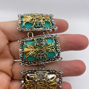 Vintage Austro Green Glass Jade Bracelet Silver Gold Stainless Steel - Etsy