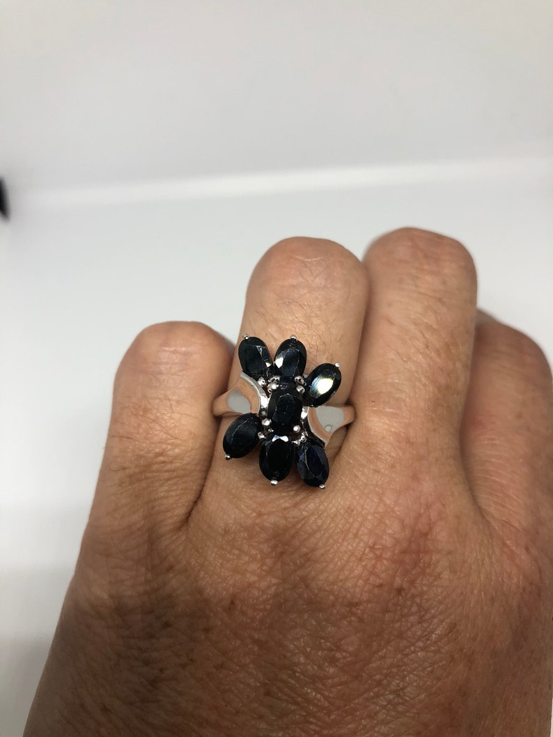 Vintage Handmade Deep Blue Sapphire Setting 925 Sterling Silver Gothic ...