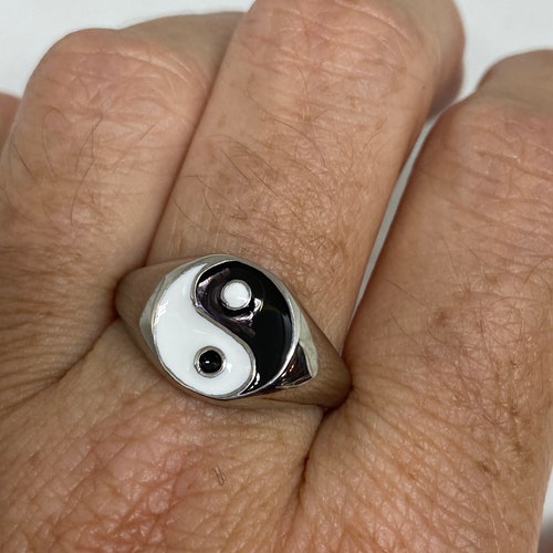 Vintage Gothic Yin Yang Mens Ring - Etsy