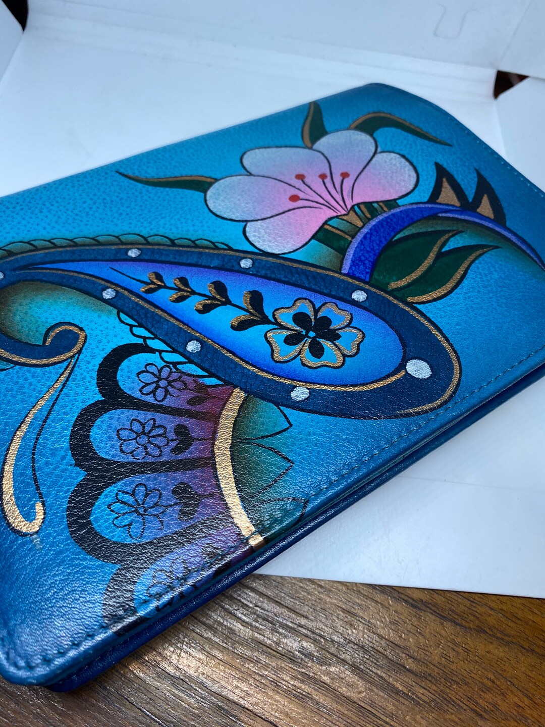 Hand Painted Paisley Genuine Leather Anushka Wallet Clutch Bag - Etsy