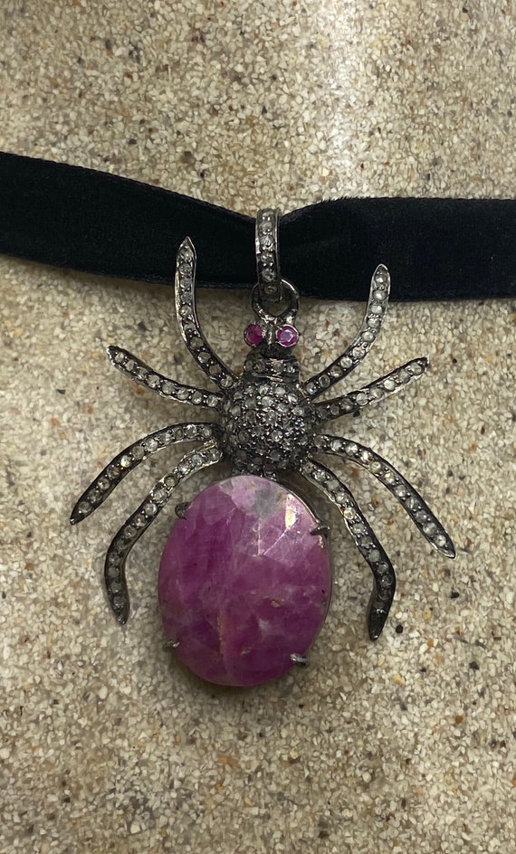 Spider choker silver tone - Gem