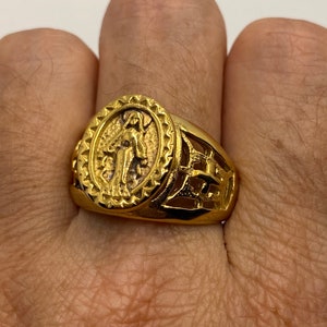 Vintage Mother Mary Saint Mens Ring Golden Stainless Steel - Etsy