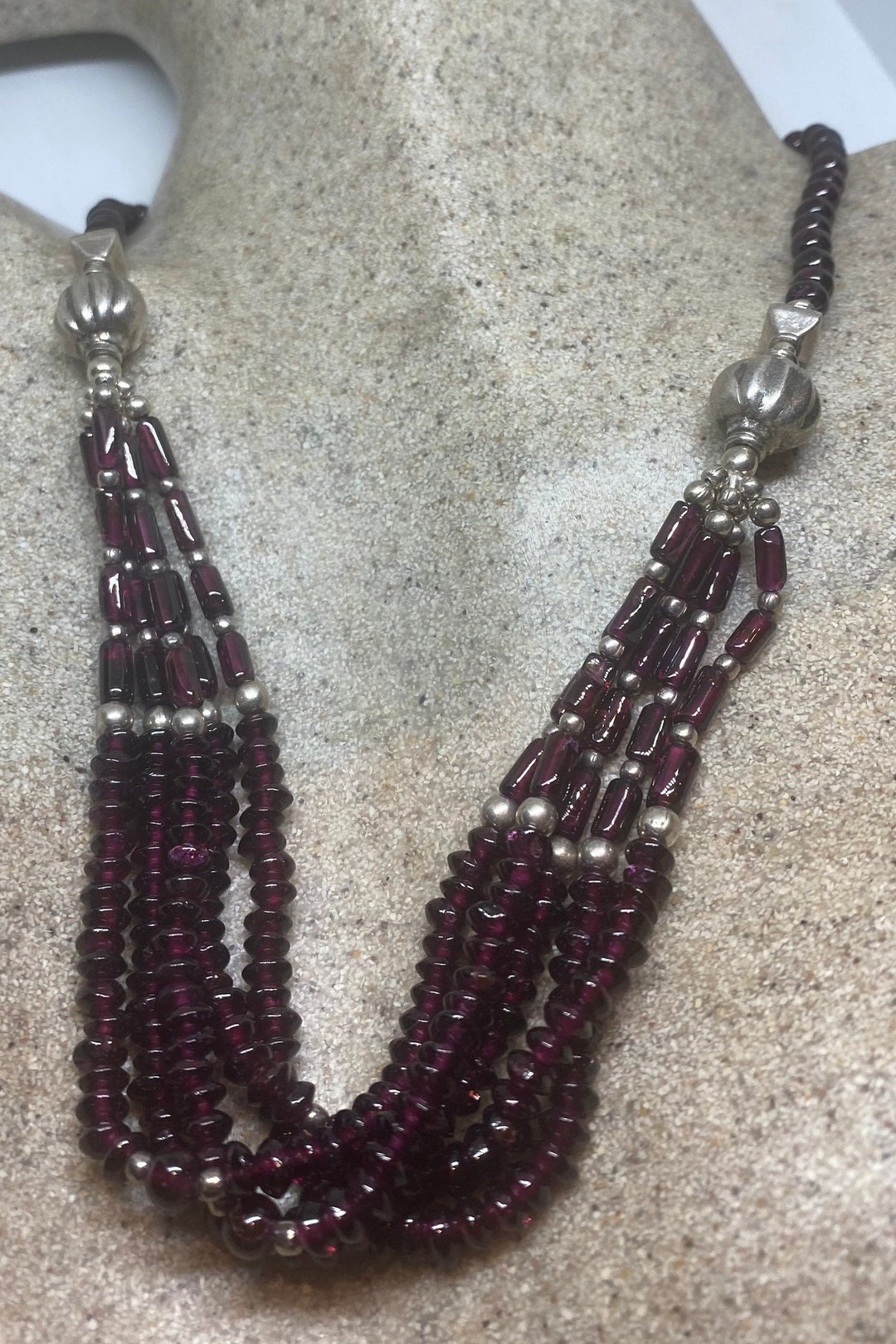 Vintage Moroccan Red Garnet Necklace With 925 Sterling Silver - Etsy