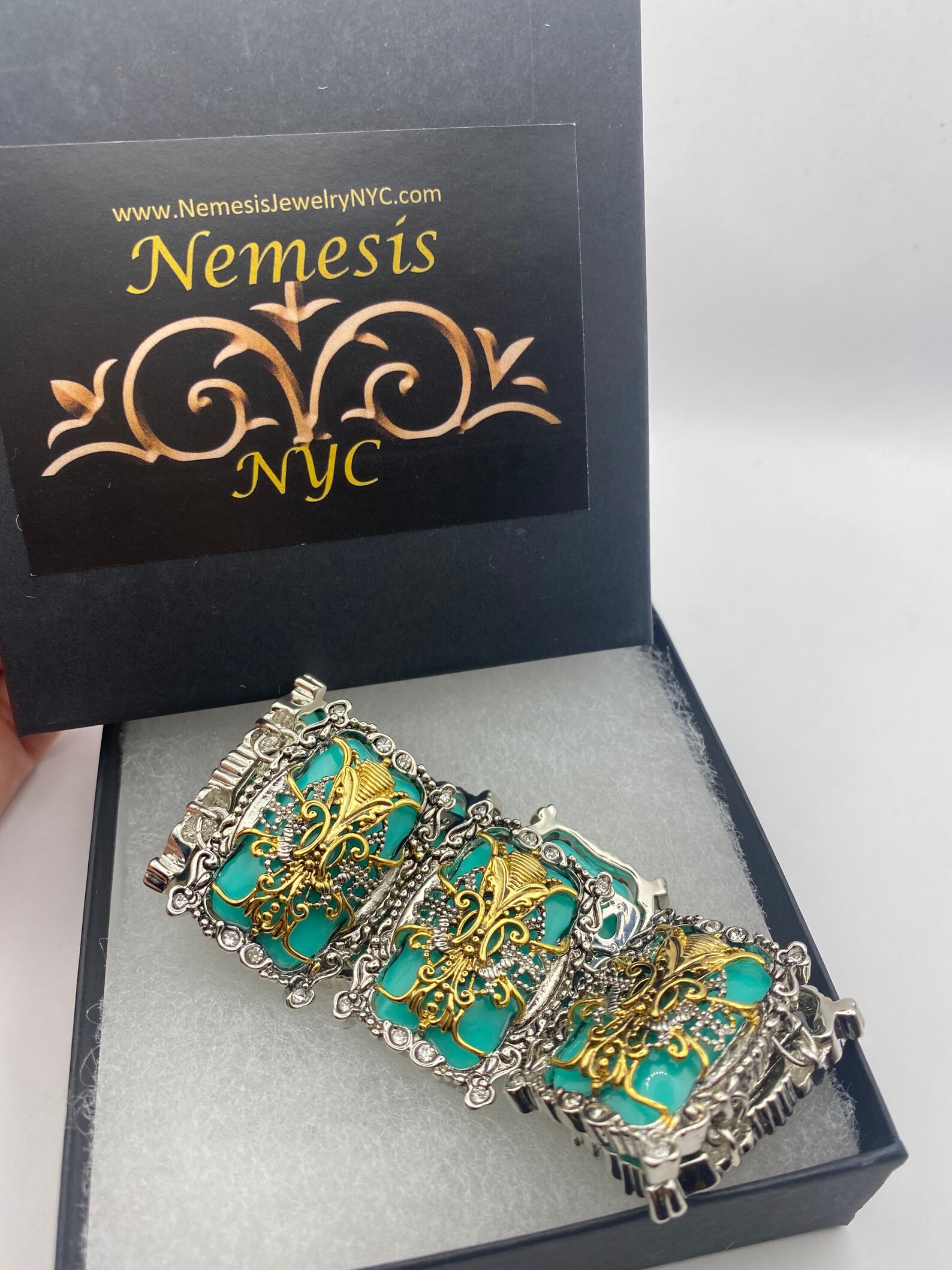 Vintage Austro Green Glass Jade Bracelet Silver Gold Stainless - Etsy