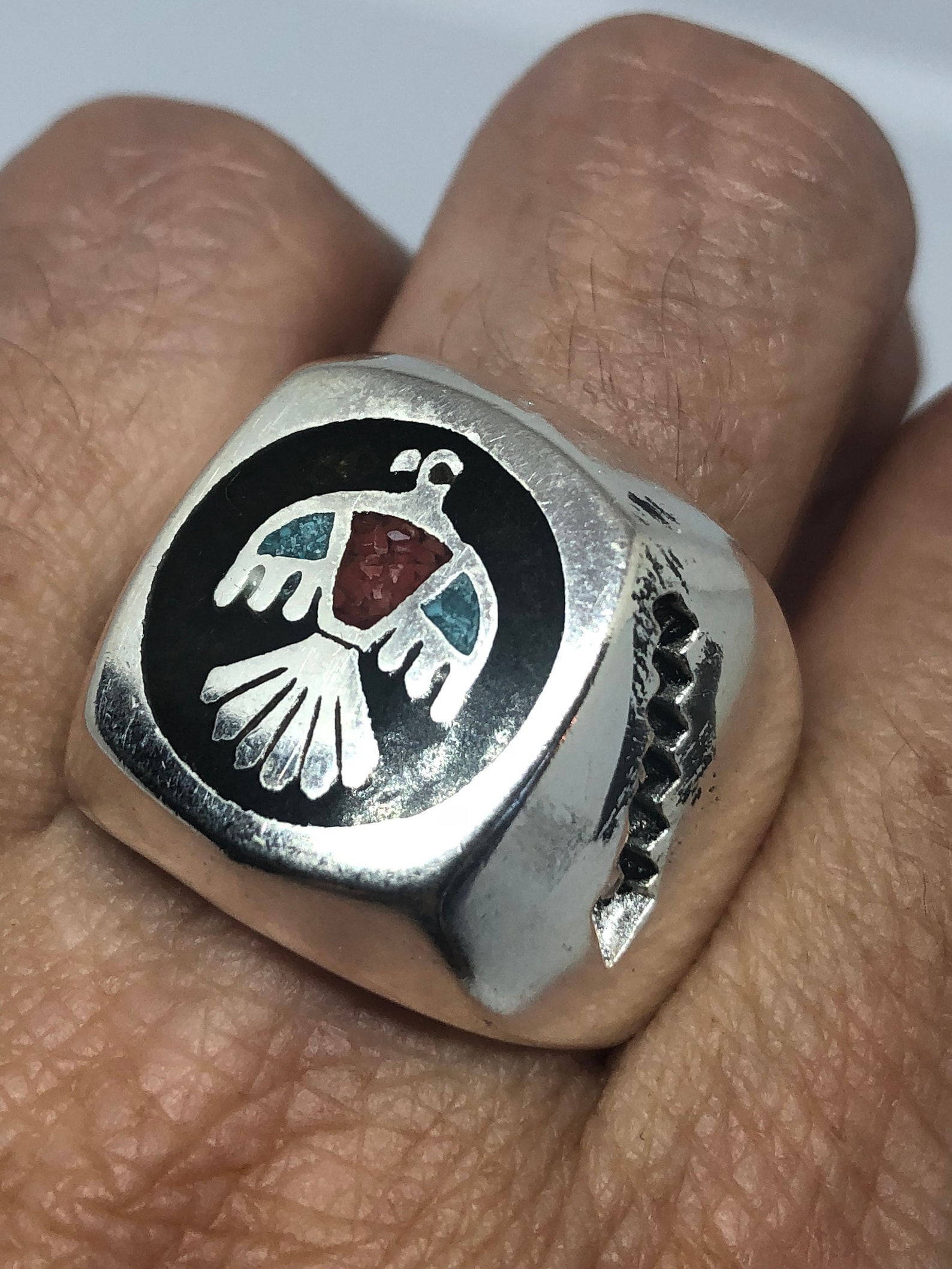 Vintage Thunderbird Ring Native American Style Southwestern - Etsy