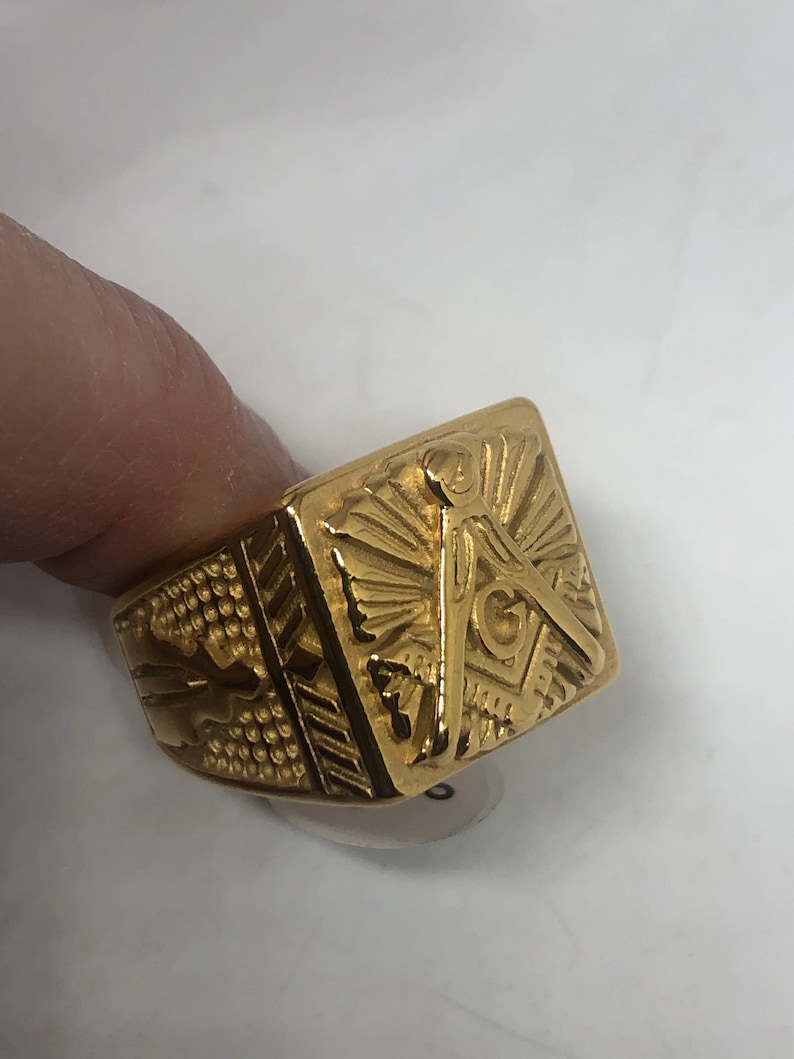 Vintage Golden Free Mason G Mens Ring Stainless Steel - Etsy