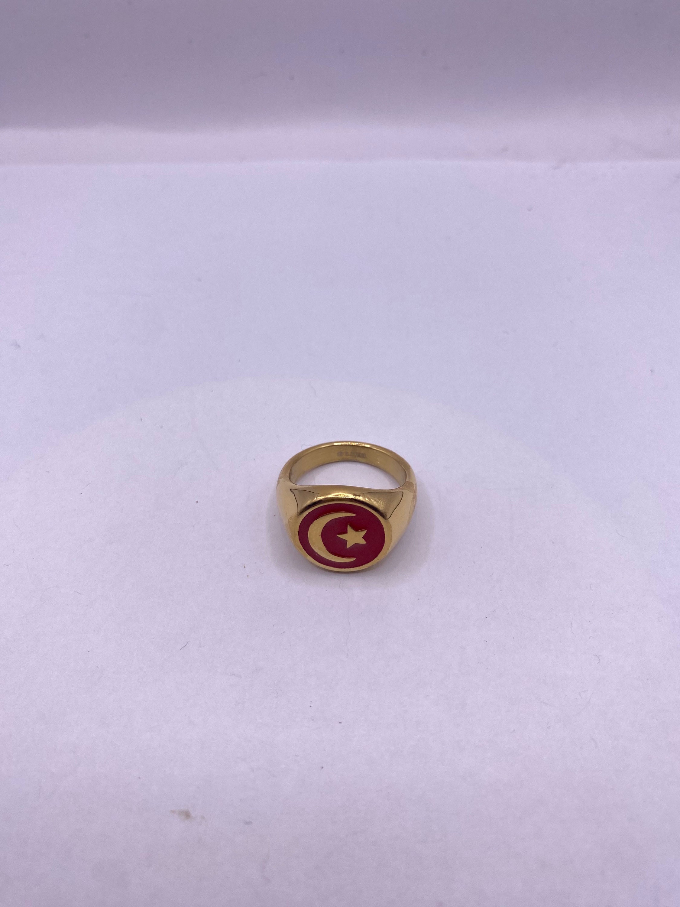Vintage Goldenen Stainless Steel Muslim Star Cresant Mens Ring - Etsy