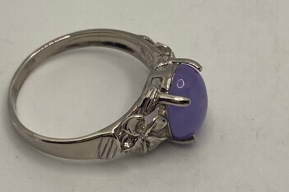 Vintage Purple Jade Ring 925 Sterling Silver - Etsy
