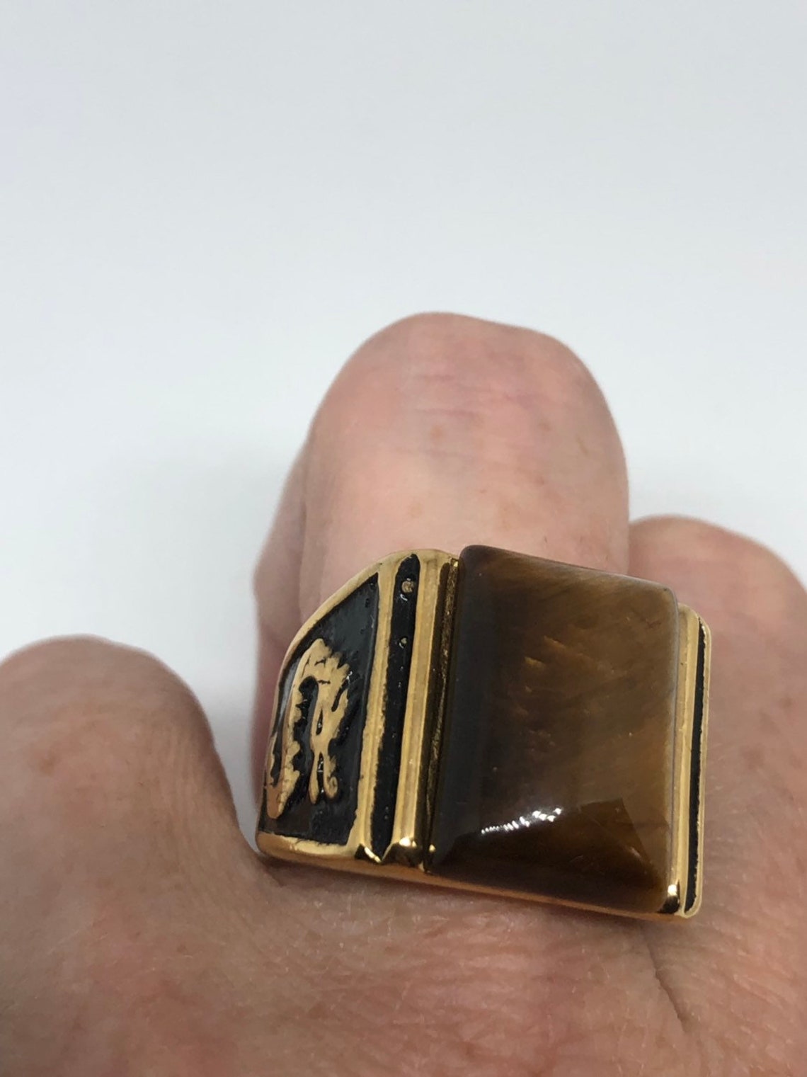 Vintage Gothic Gold Finished Stainless Steel Genuine Tiger Eye - Etsy