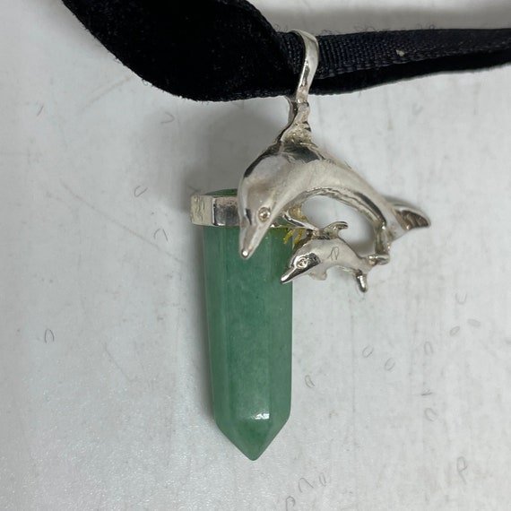 Vintage Grüne Jade in 925 Sterling Silber Delfin Halskette - Etsy.de