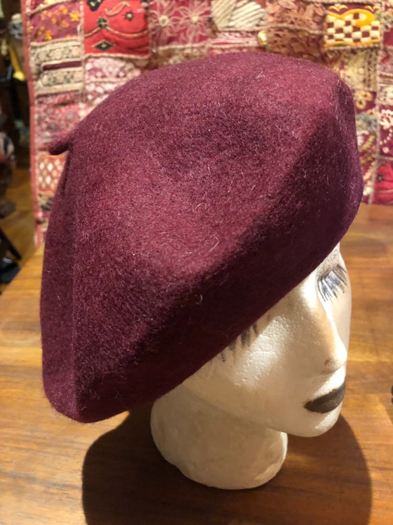 vintage burgundy wool beret - Gem