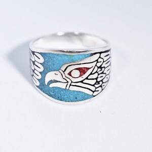 Vintage Native American Style Southwestern Turquoise Stone Inlay Mens ...