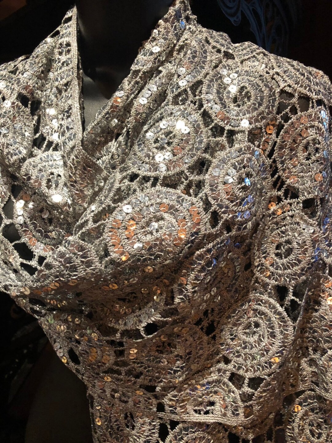 Vintage Styled Sheer Silver Flower Sequined Embroidered Wrap Shawl - Etsy