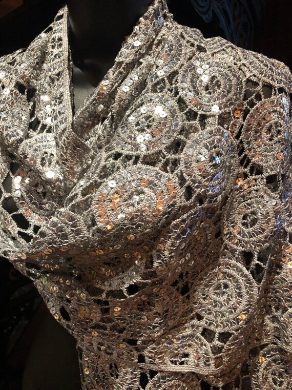 Vintage Styled Sheer Silver Flower Sequined Embroidered Wrap - Etsy