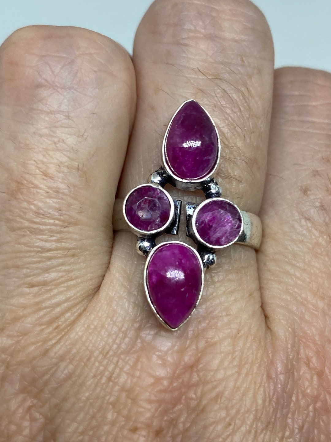 Vintage Handmade Raw Pink Ruby Silver Gothic Ring - Etsy