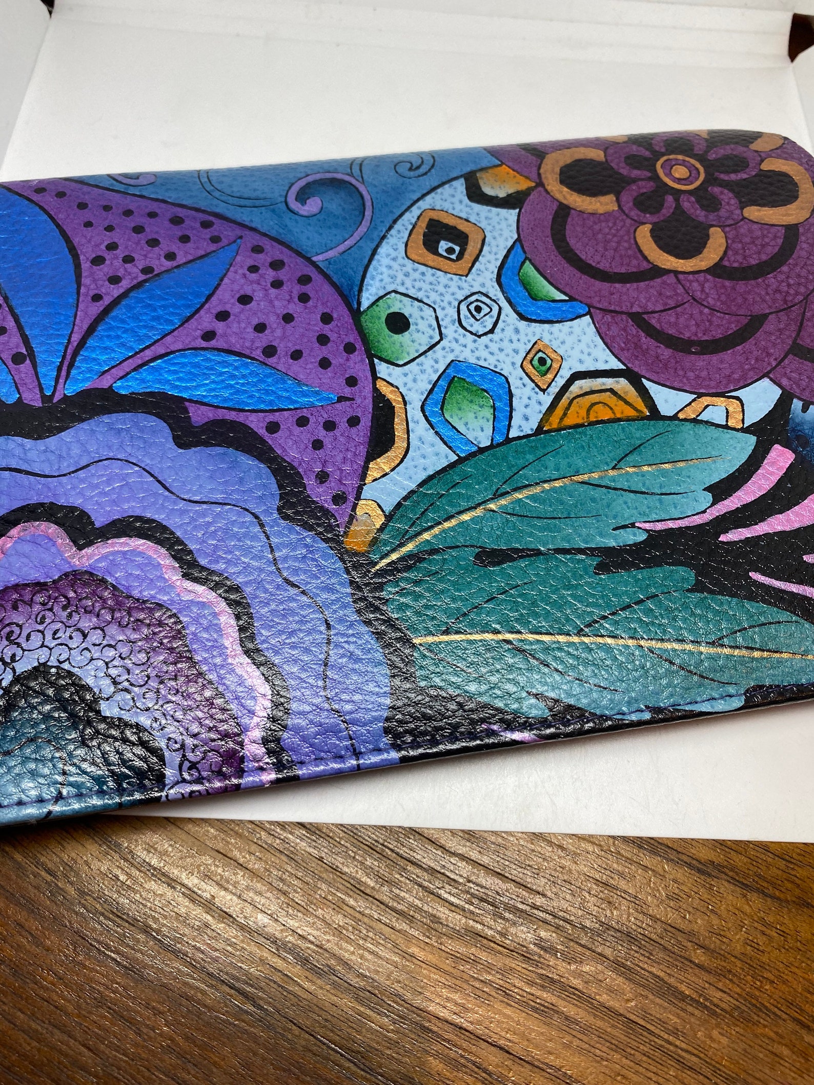 Hand Painted Paisley Genuine Leather Anushka Wallet Clutch Bag | Etsy
