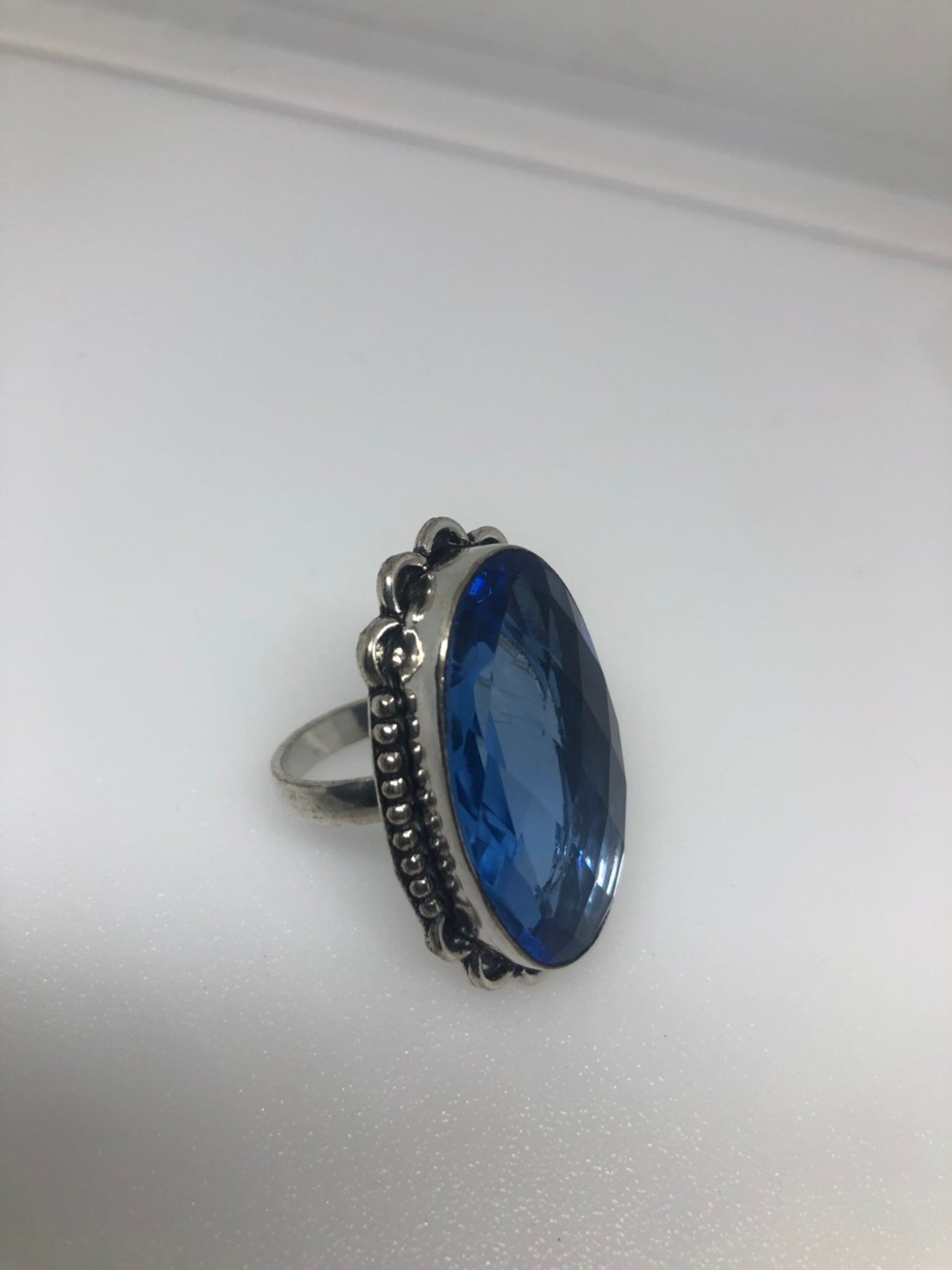 Vintage Blue Vintage Art Glass Ring About 1 Inch Long Knuckle - Etsy