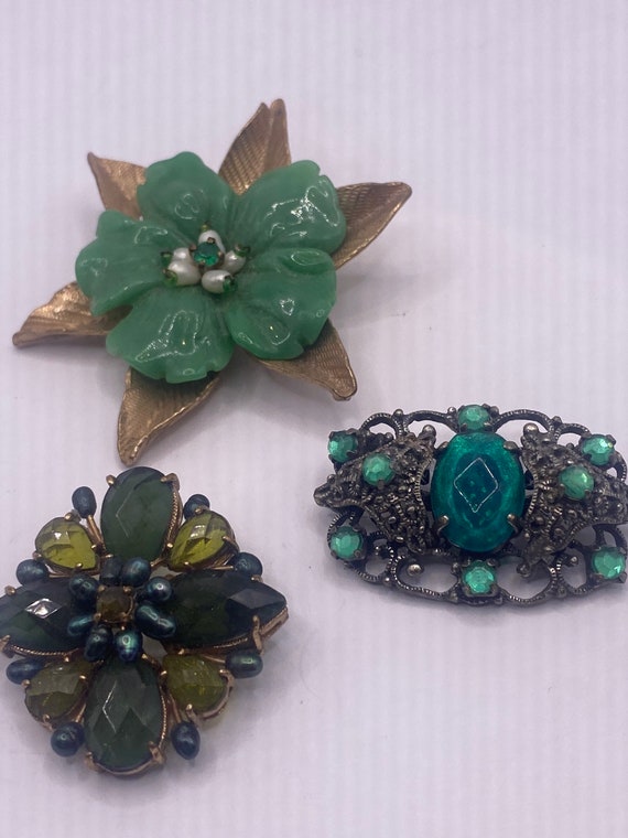 vintage pin set green - Gem