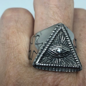 Vintage Gothic Stainless Steel Illuminati Eye Pyramid Mens Ring - Etsy