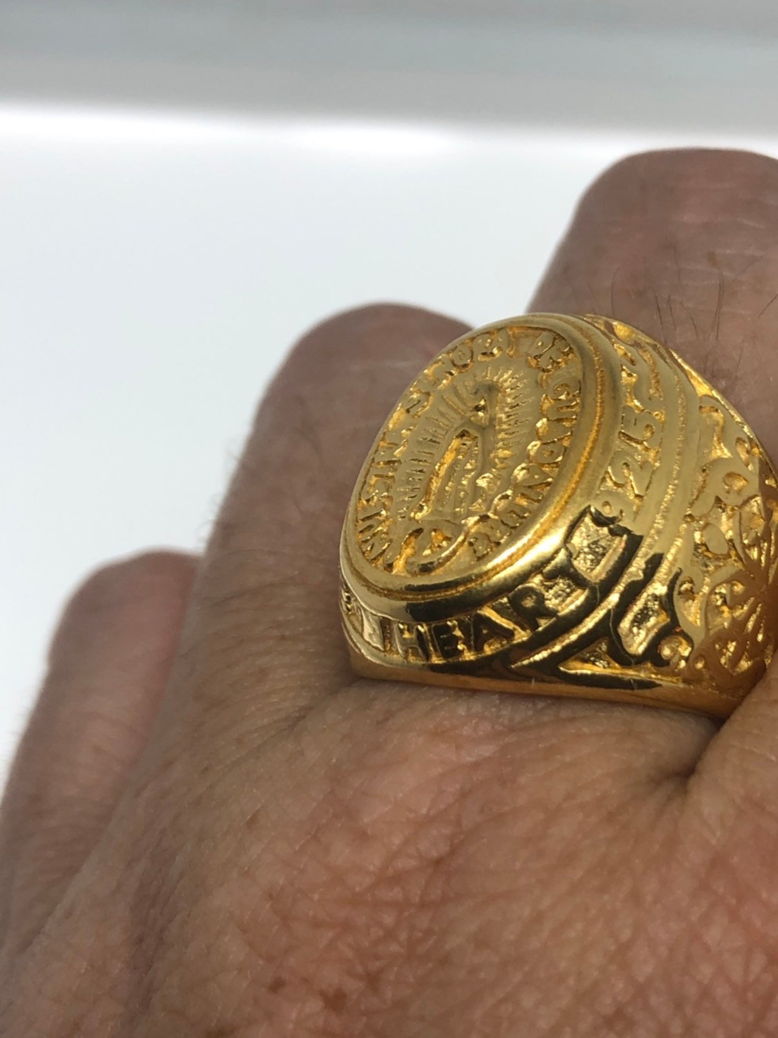 Vintage Golden Stainless Steel Our Lady of Guadeloupe Mens Ring - Etsy