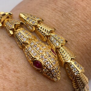 Vintage Snake Bracelet Gold Filled Red Ruby Crystal Eyes - Etsy