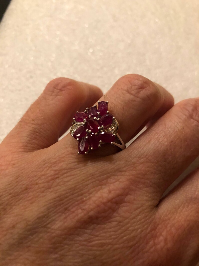 Vintage Pink Ruby Sterling Silver Cocktail Ring - Etsy