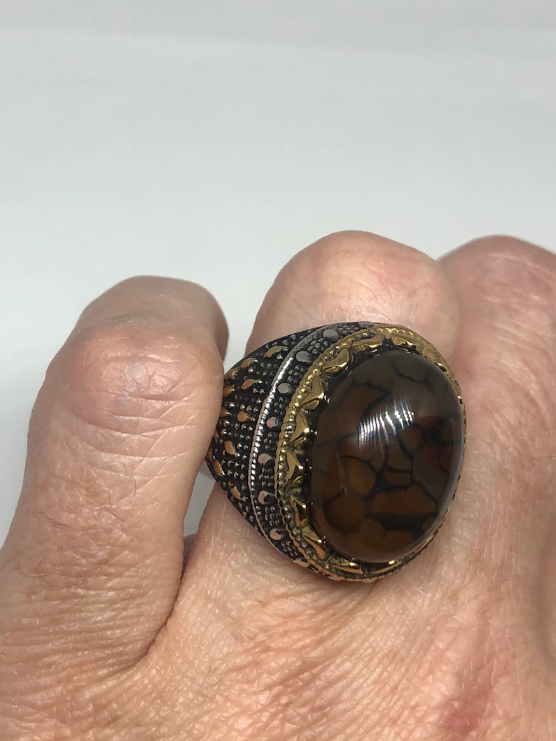 Vintage Golden Detailed Crackled Red Carnelian Mens Ring - Etsy