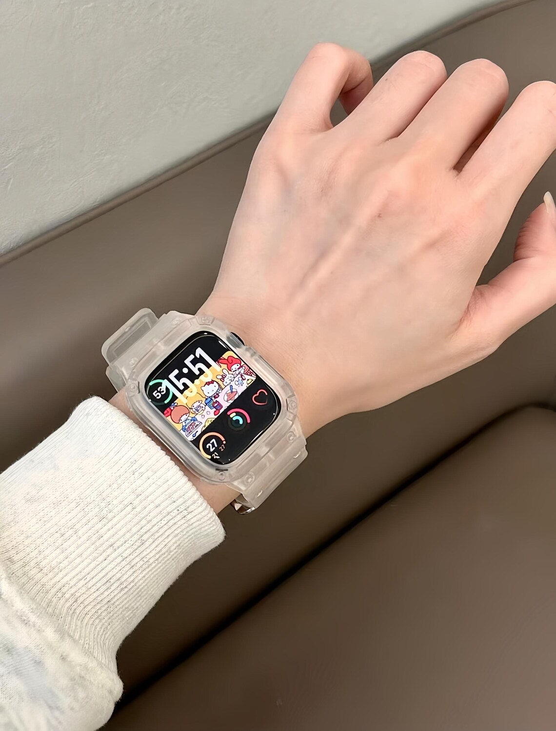 Retro G-shock Style Apple Watch Band, Clear TPU Case, Rugged Sport ...