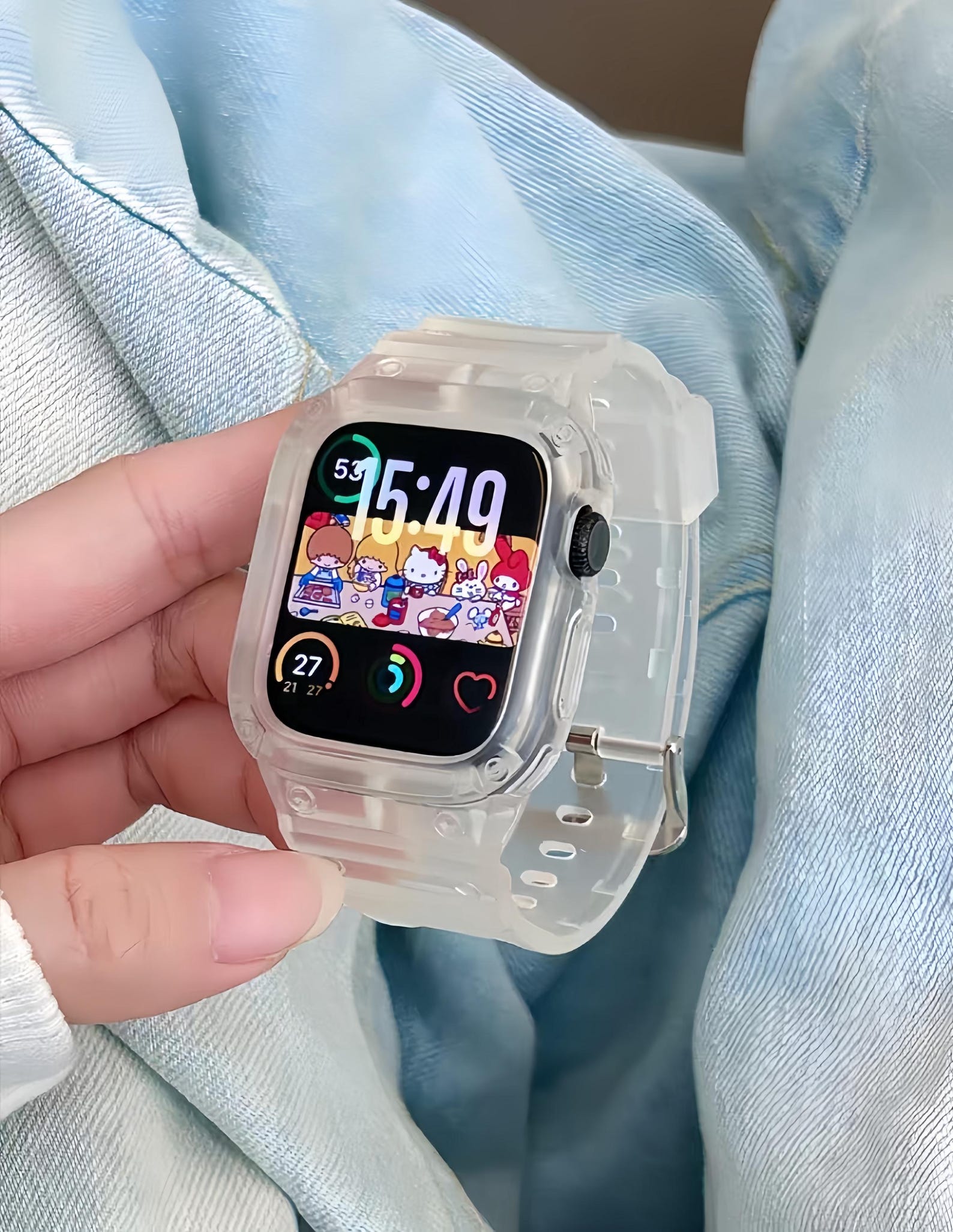 Retro G-shock Style Apple Watch Band, Clear TPU Case, Rugged Sport ...